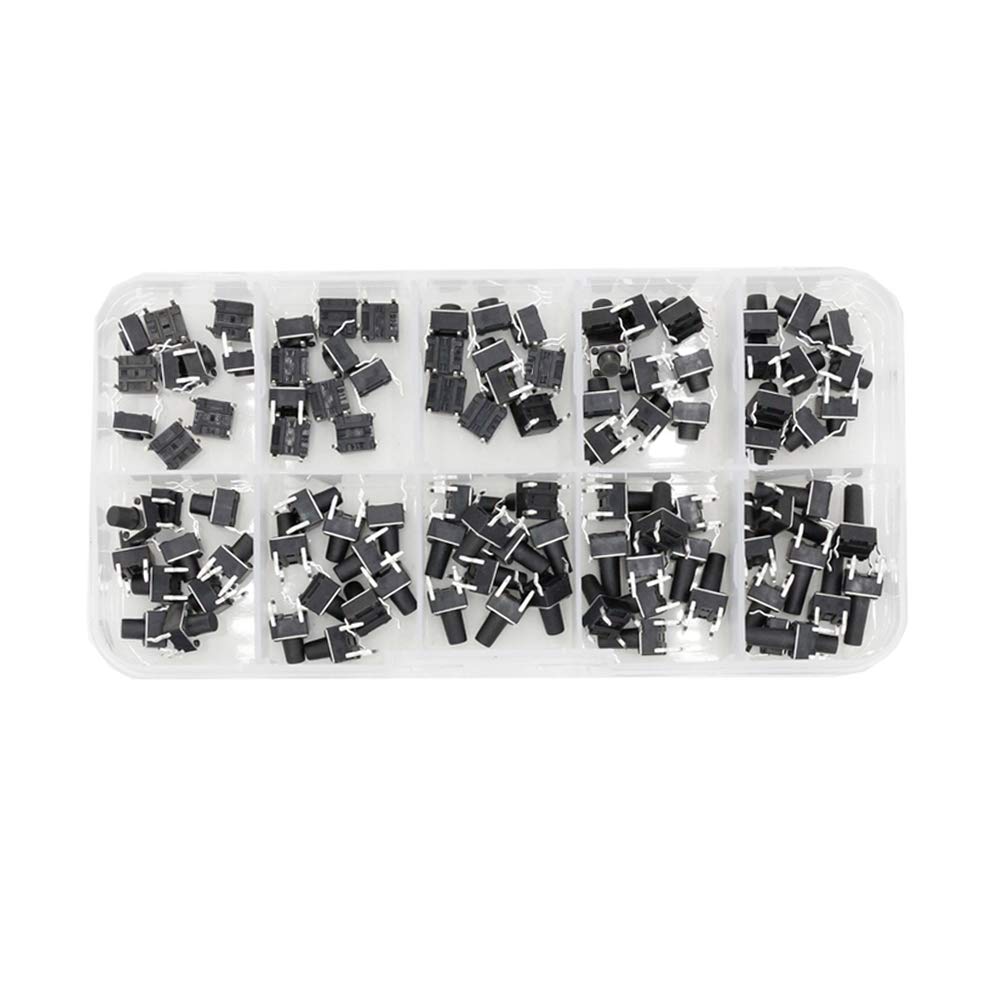 100 PCS Tact Switch 4-legged vertical/patch 6x6x4.1/4.3/5/6/6.5/7.5/8/9 ...