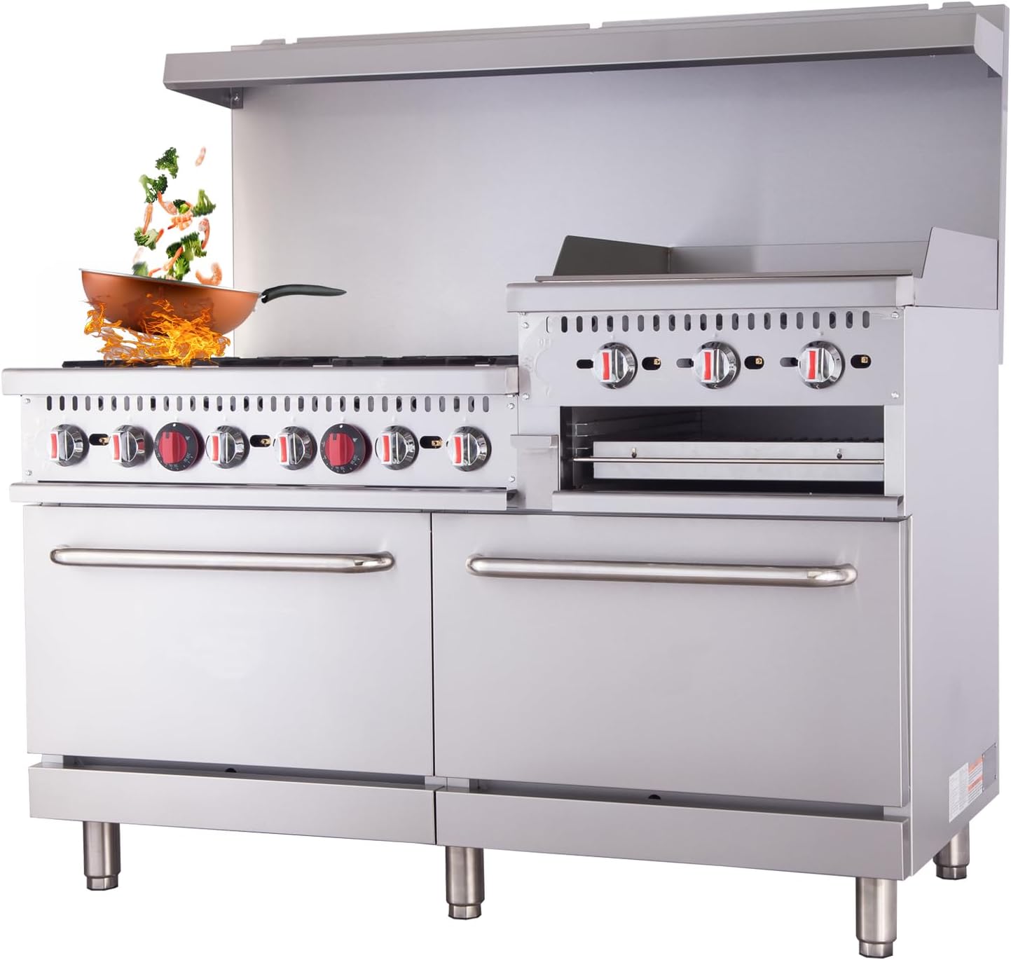 Amazon.com: EASYROSE 60 Inch Gas Range 6 Burner Heavy Duty Ranges With ...