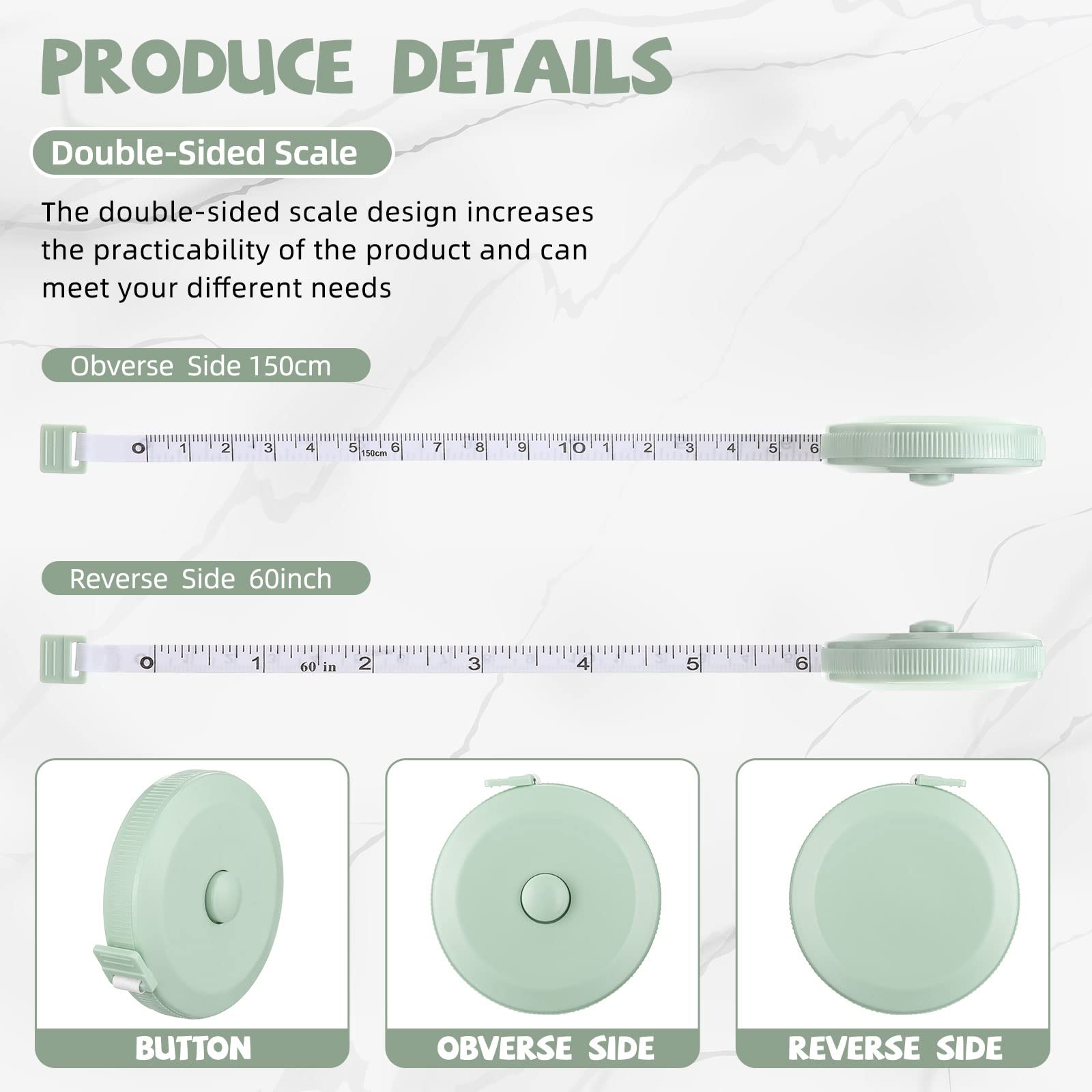 Snapklik.com : 100 Pcs Tape Measure 60 Inch Retractable Measuring Tape ...