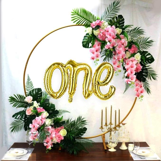 Pop the Party One Balloon Banner Gold One Script Balloons Letter Foil ...