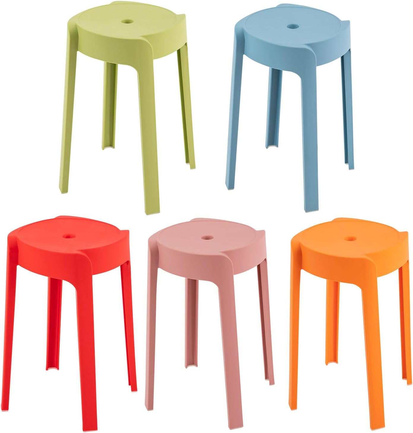 Amazon.com: LyeXD 5 Pcs Round Plastic Stack Stools, 18 Inch Portable ...