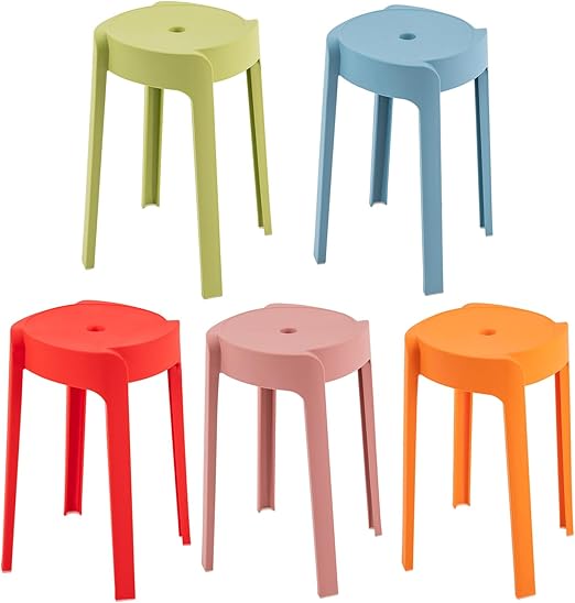 Amazon.com: BILPIKOGoo 5 Pack Plastic Stackable Stools, 18 Inch Height ...