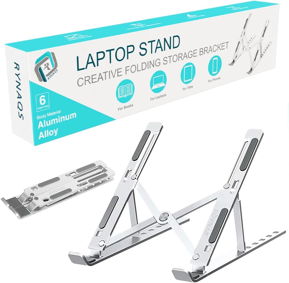 RYNAQS Laptop Stand Adjustable Laptop Riser for Desk Aluminium Alloy ...