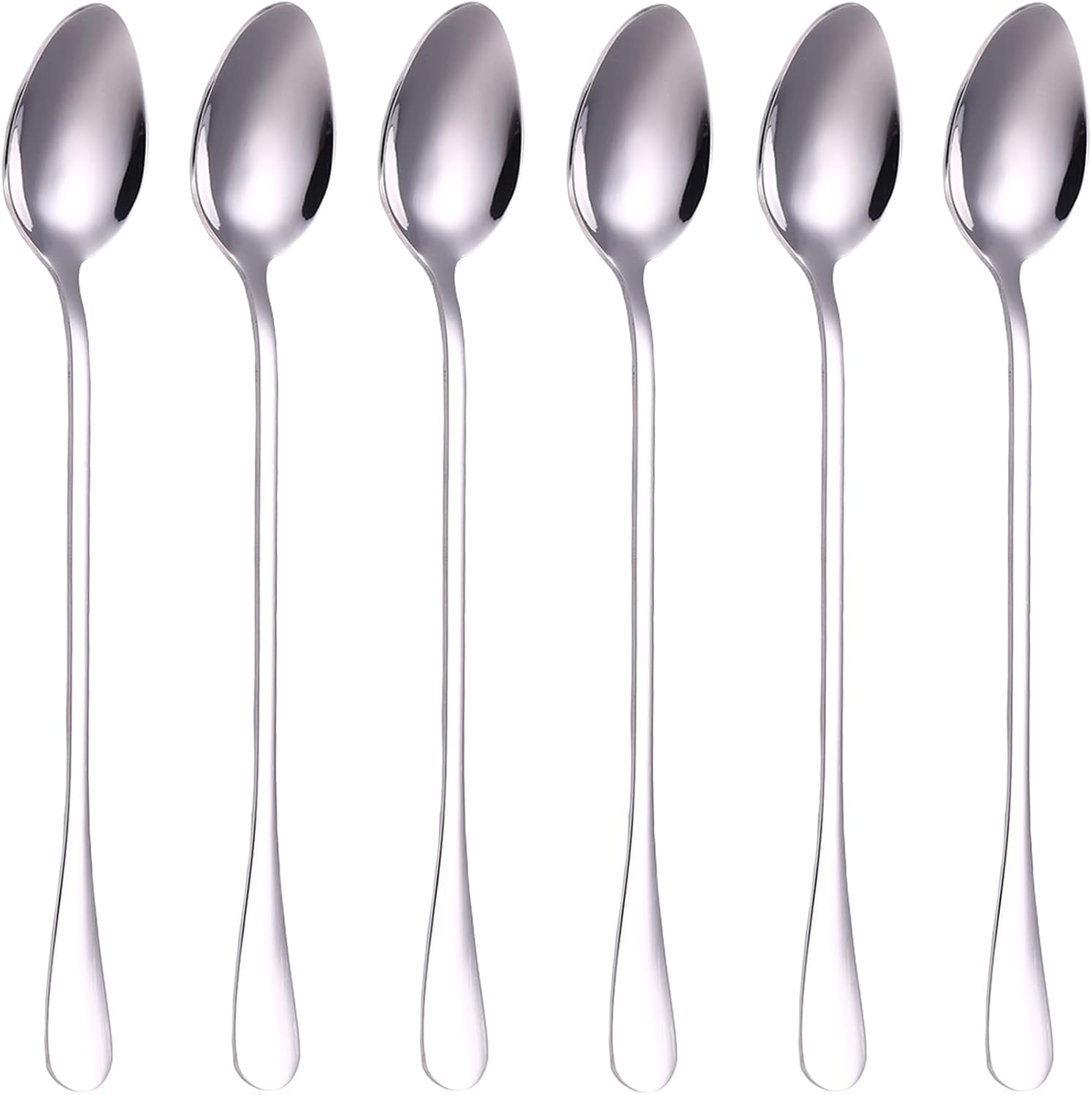 Latte Spoons,Set of 6 Long Handle Spoons,19cm Stainless Steel Coffee ...