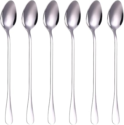 Latte Spoons,Set of 6 Long Handle Spoons,19cm Stainless Steel Coffee ...