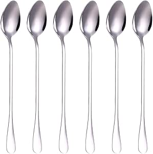 Latte Spoons,Set of 6 Long Handle Spoons,19cm Stainless Steel Coffee ...