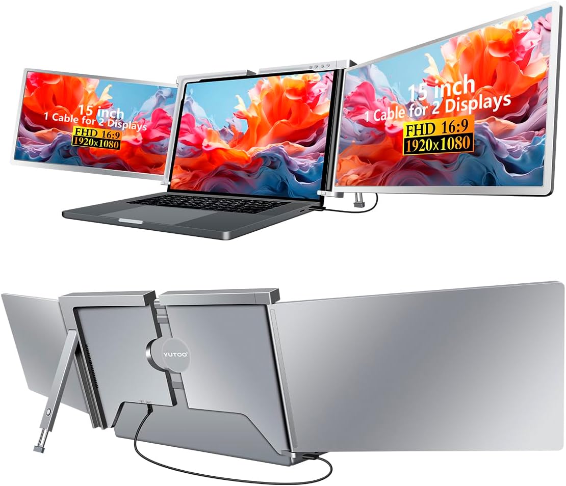 Amazon.com: YUTOO 15" Triple Laptop Screen Extender,1080P Narrow Bezel ...