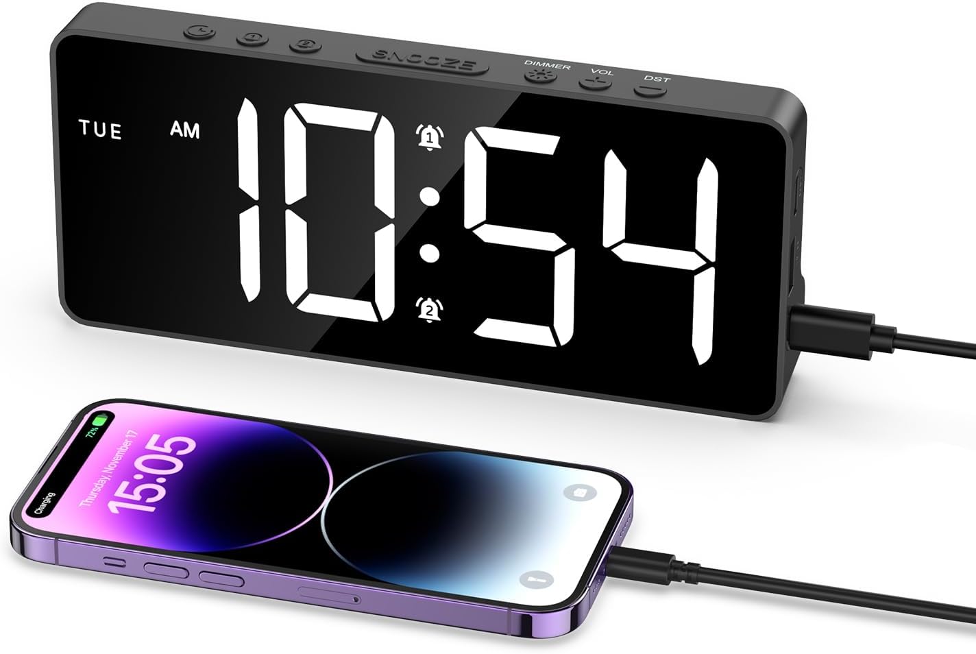 Amazon.com: JXTZ Digital Alarm Clock, 7 Inch Large LED Display Bedside ...
