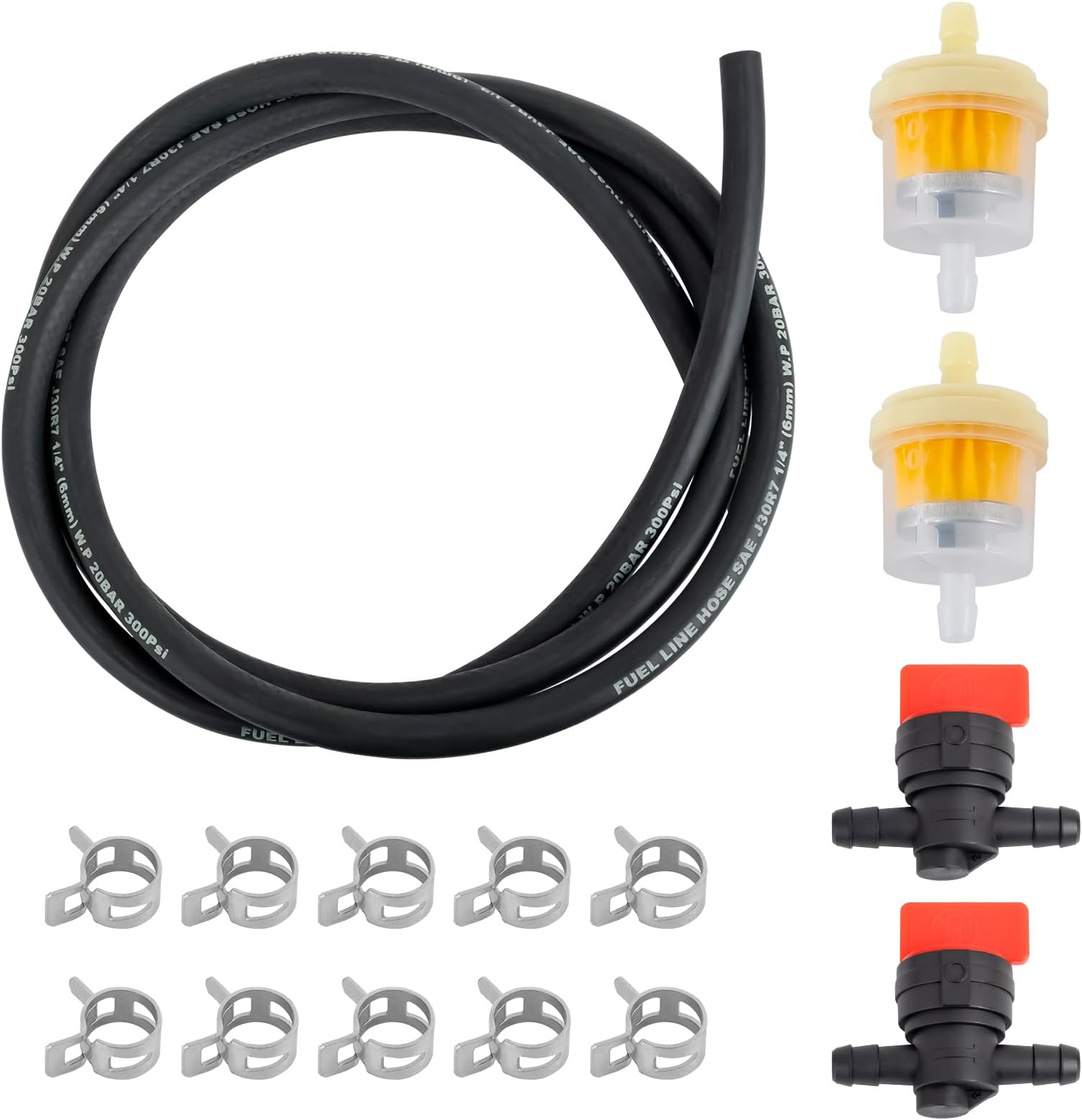 Amazon.com: STRONGTHIUM 1/4 Gas Fuel Line Hose with Clamps Valve ...