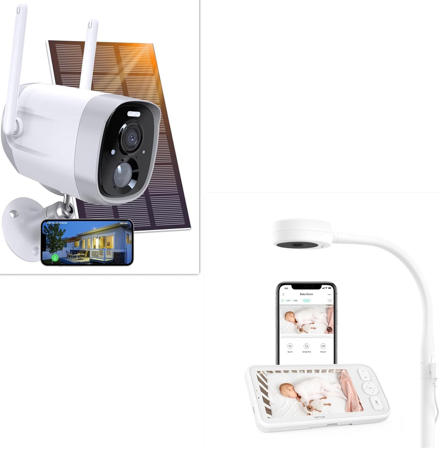 Amazon.com: NETVUE 2.5K 4MP Solar Security Cameras Wireless Outdoor ...