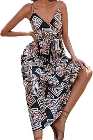 Resort Style Print Closed Waist Dress Bohemian Loose Suspender Dress ...