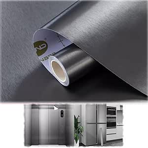 Amazon.com: HCZION Brushed Silver Contact Paper Stainless Steel Peel ...