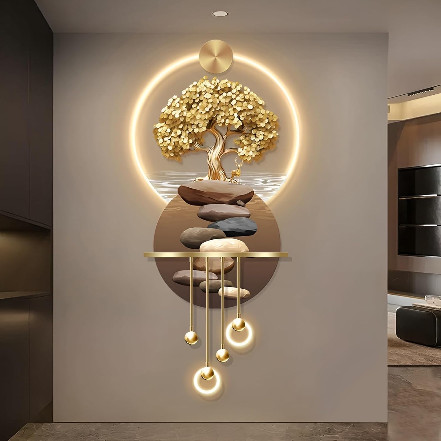 Amazon.com: XQDYSG Bonsai 3D LED Wall Art Light Wall Sculpture Painting ...