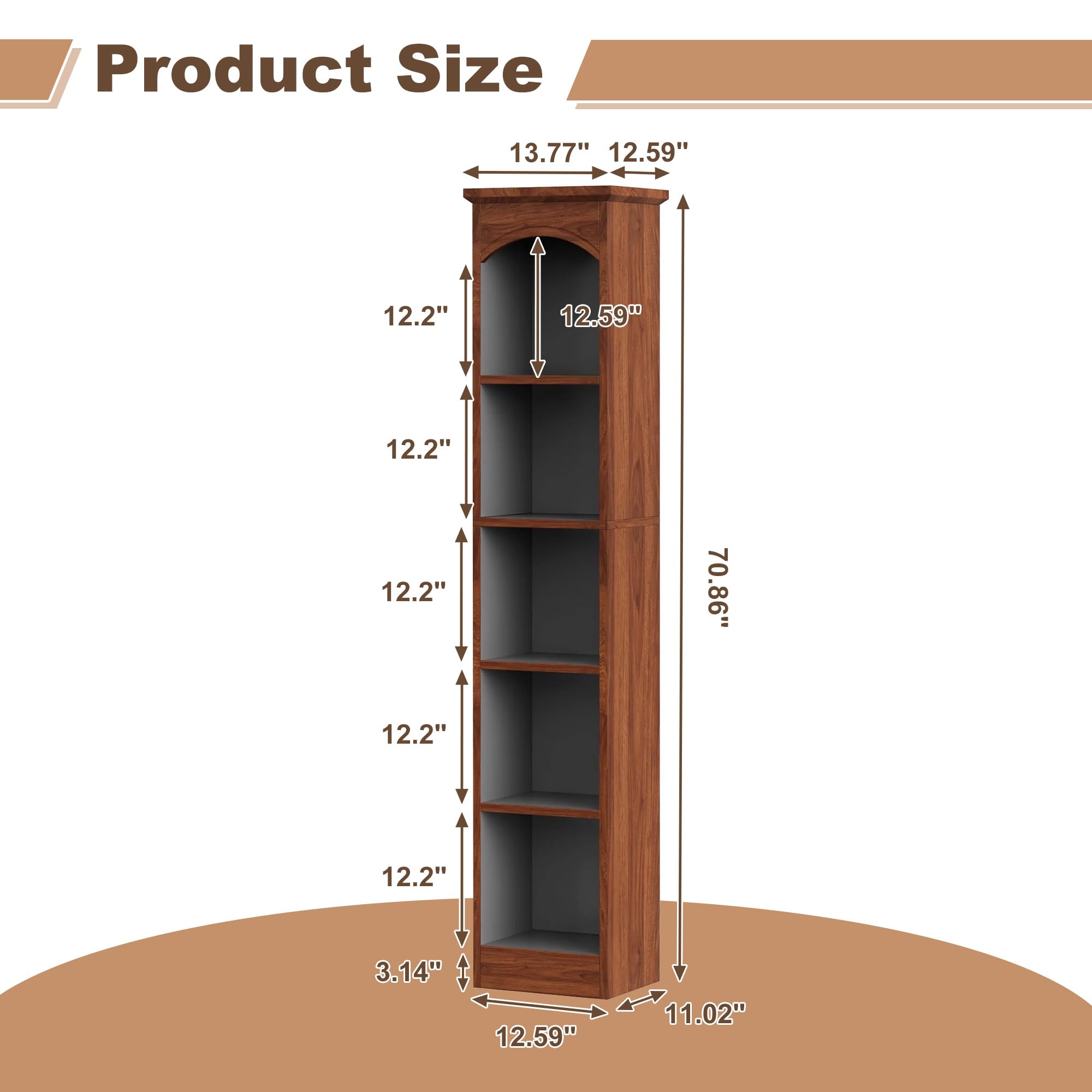 Snapklik.com : Osparple Book Shelf Tall Narrow Bookshelf Freestanding 5 ...