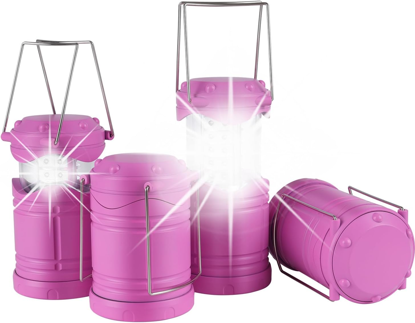 Amazon.com: Lichamp 4 Pack Pink LED Camping Lanterns, Battery Powered ...