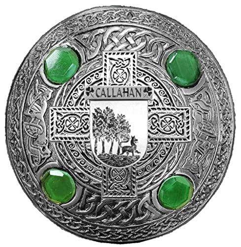 Amazon.com: Callahan Irish Coat of Arms Plaid Brooch with Green Stones ...