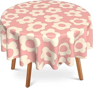 Amazon.com: UIUPRO Vintage Groovy Flowers 60 Inch Round Tablecloth,Daisy Table Cloth Waterproof ...
