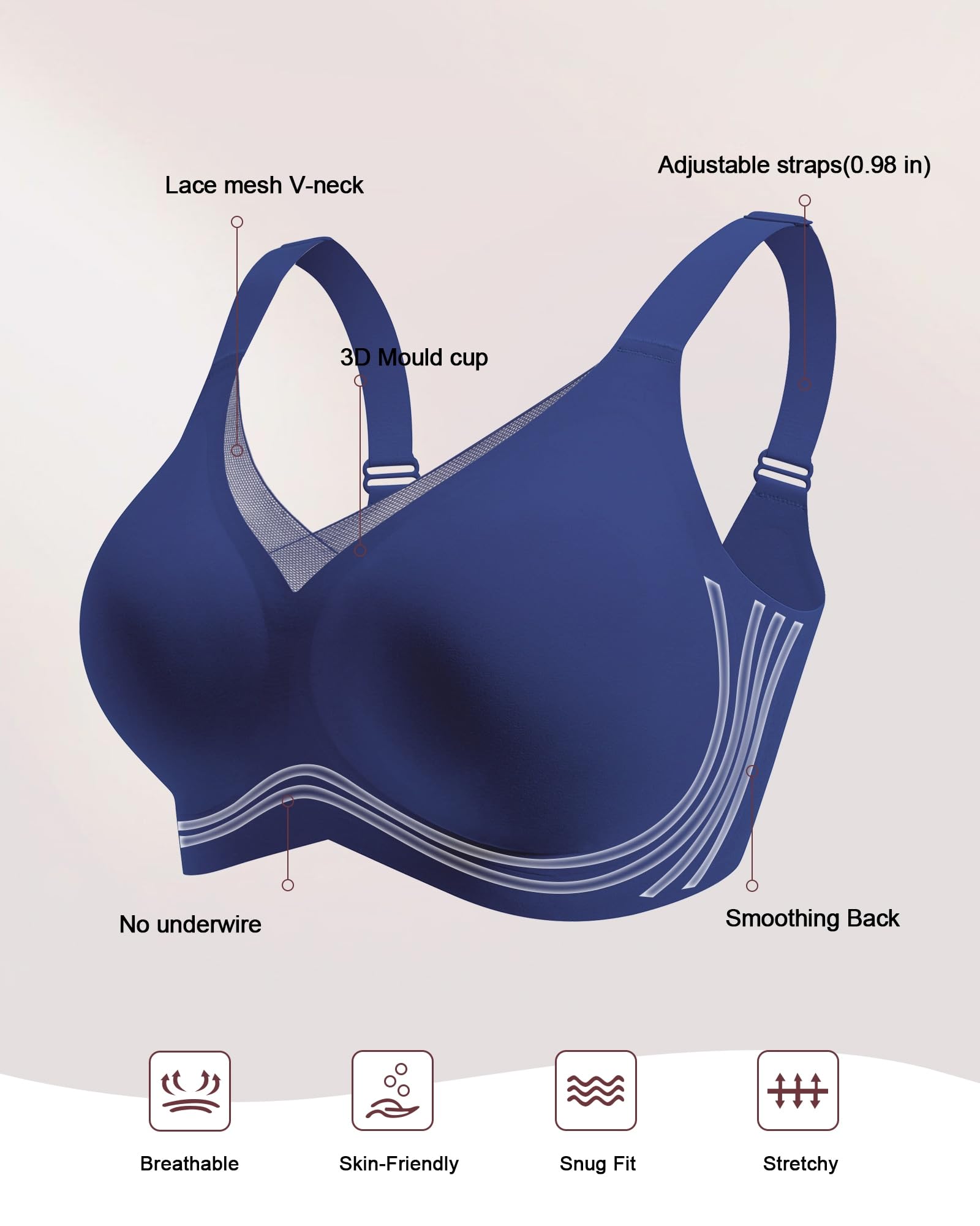 Snapklik.com : HORISUN Women Mesh Bra, Plus Size Minimizer Bras For Large Breast Wireless ...