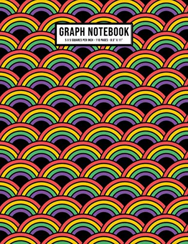 Rainbow Graph Notebook: Rainbow Large Graph Paper Notebook | 5x5 Grid ...
