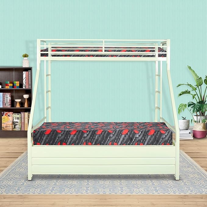 Royal Interiors Queen Size Bunk Bed with Storage | Twin Over Metal Cots ...