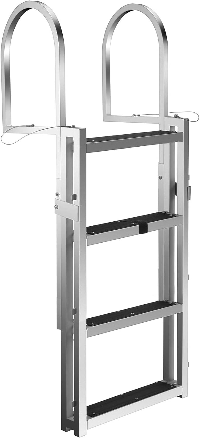 VEVOR Retractable Dock Ladder with Rubber Mat, Pontoon Boat Ladder 44 ...