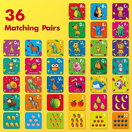 72 PCS Memory Matching Game, Alphabet & Numbers Matching Cards for ...