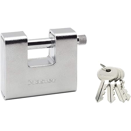 Master Lock 680EURD Rectangular Zinc Padlock with Key, Grey, 8 x 9,5 x ...