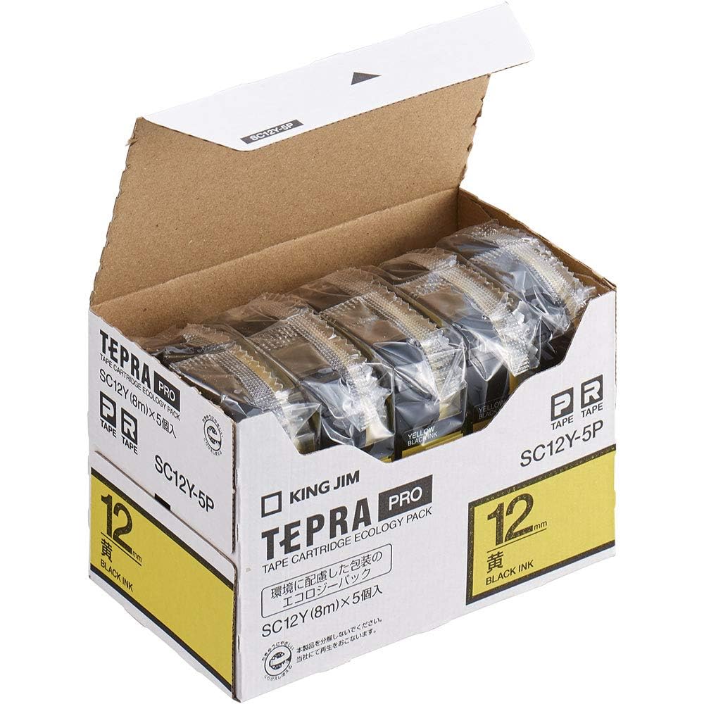 (業務用5セット) キングジム テプラPROテープ/ラベルライター用テープ 【幅：12mm】 SC12Y 黄に黒文字 Amazon | キング ジム テプラ PRO テープ カート リッジ エコ パック 5