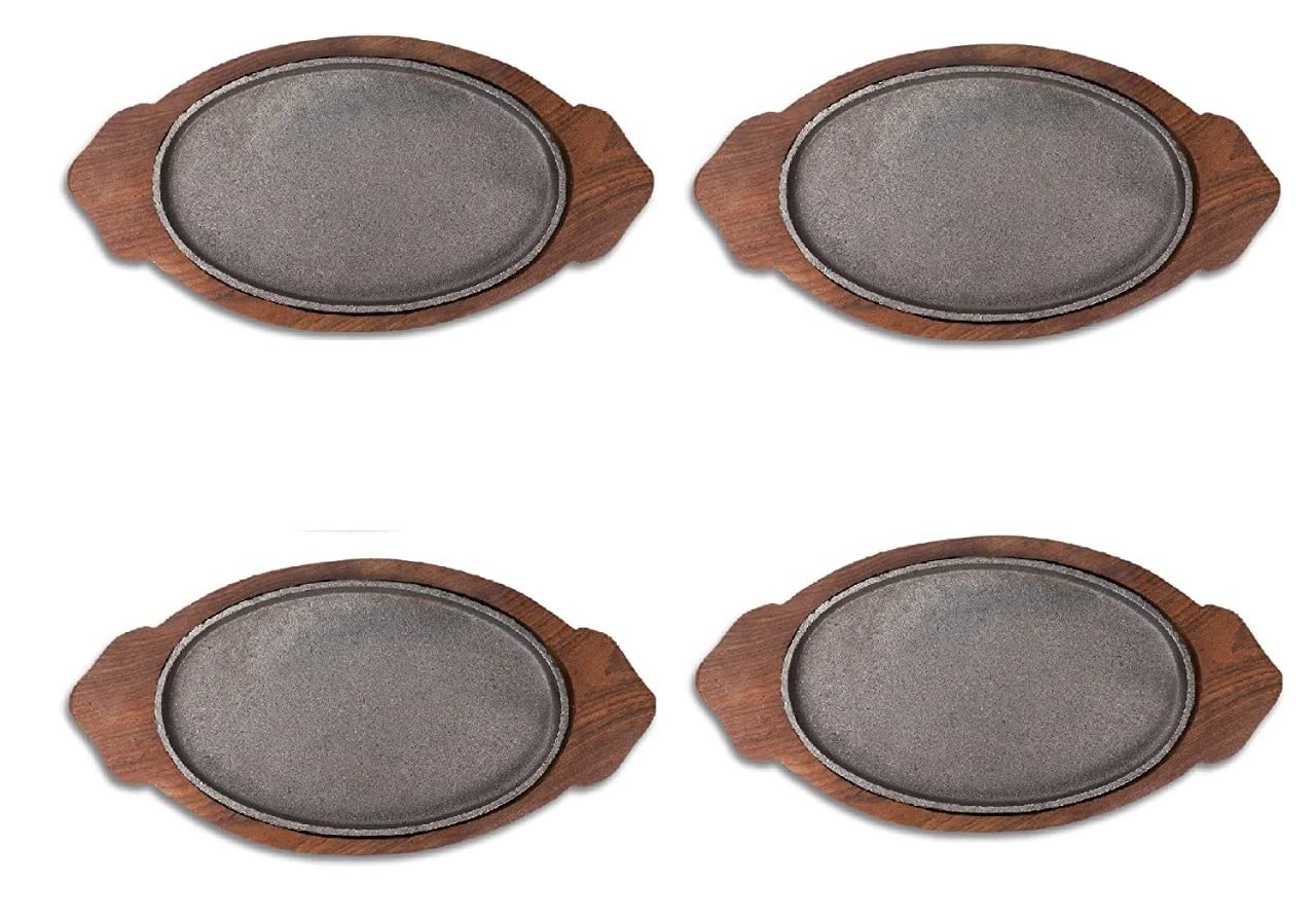 Anaya Afroz Wooden Sizzler Plate with Oval Base/sizzler Plate with ...