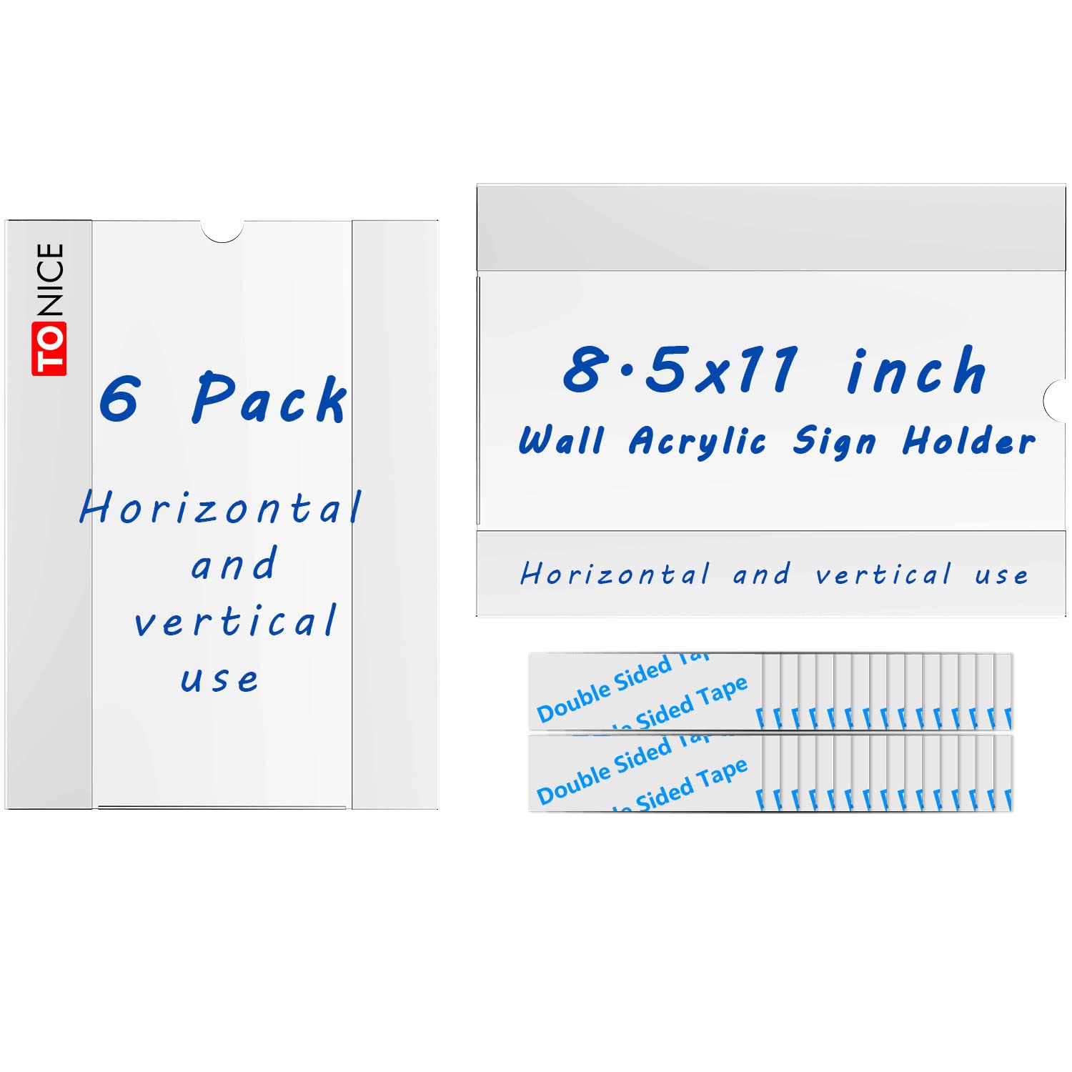 Buy TONICE 6 Pack 8.5x11 Inch Wall Acrylic Sign Holder with 3M Tape ...