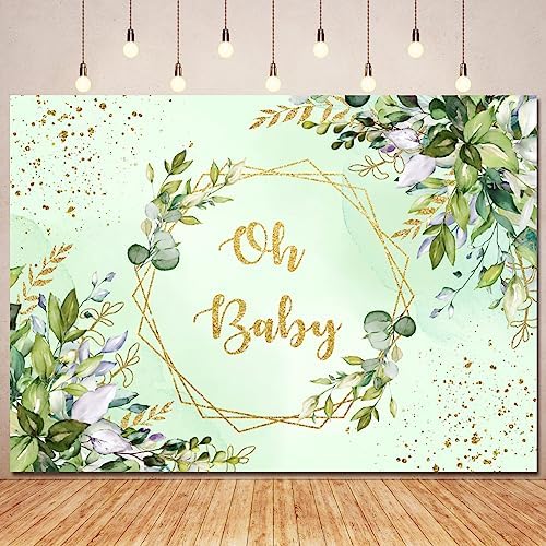 Amazon.com : Ayayiya Sage Green Baby Shower Backdrop Boys Girls Baby ...
