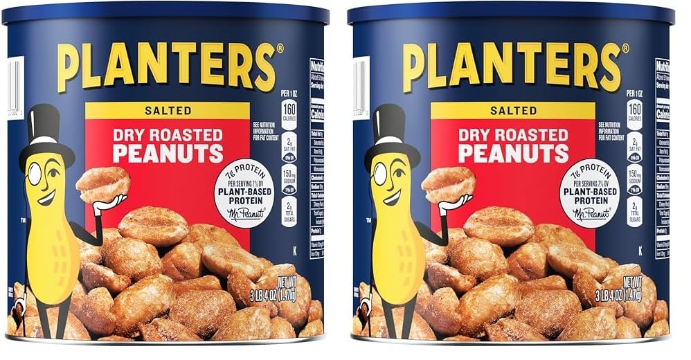 Snapklik.com : PLANTERS Salted Dry Roasted Peanuts, Party Snacks, Plant Based Protein 52 Oz ...