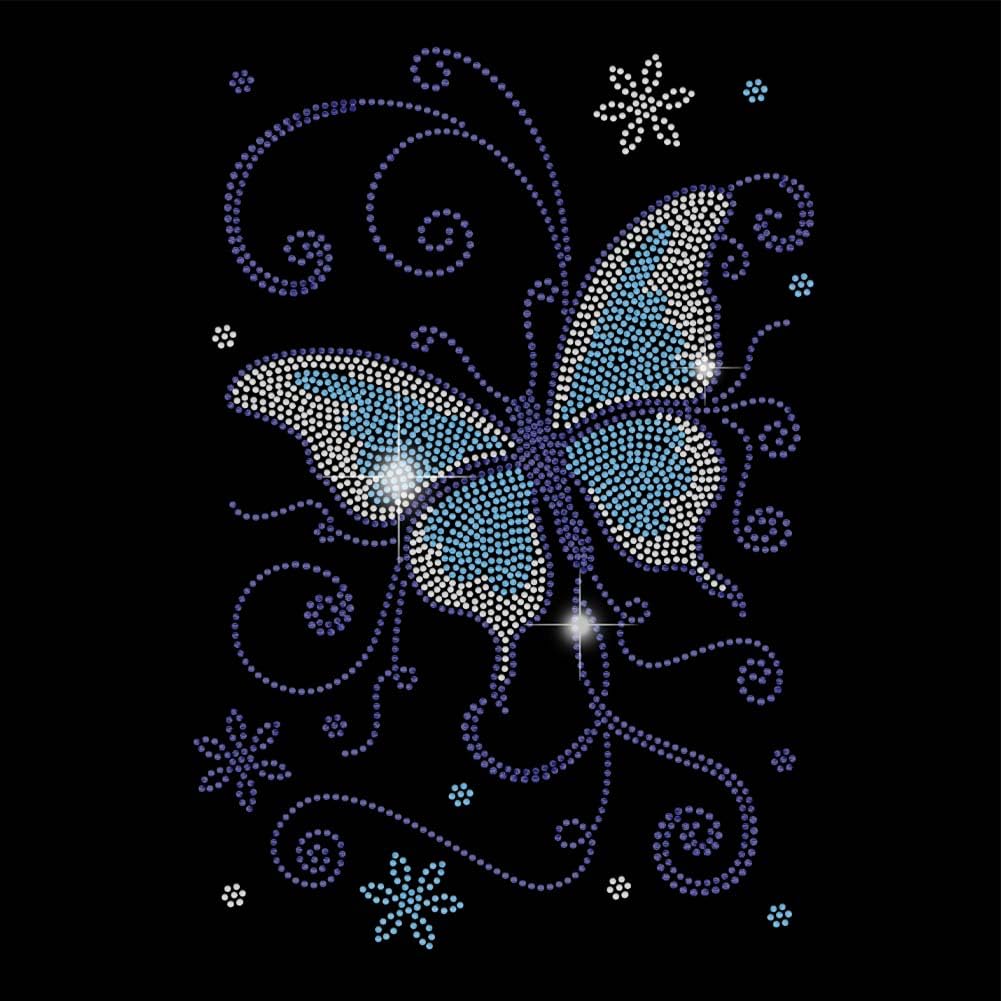 Amazon.com: SUPERDANT Deep Blue Butterfly Iron on Rhinestones Transfer ...
