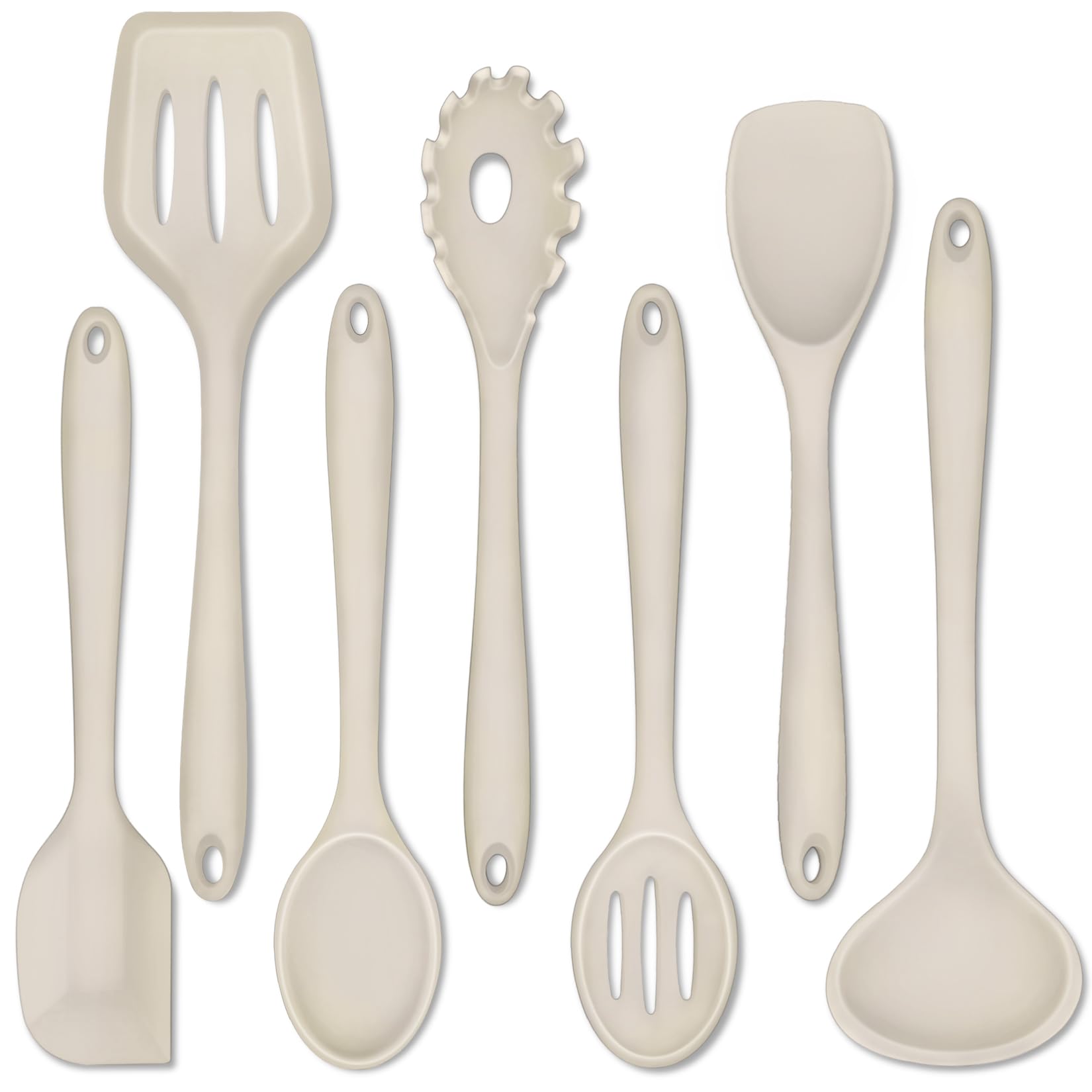 Amazon.com: Khaki Utensil Set of 7, P&P CHEF Kitchen Cooking Utensils ...