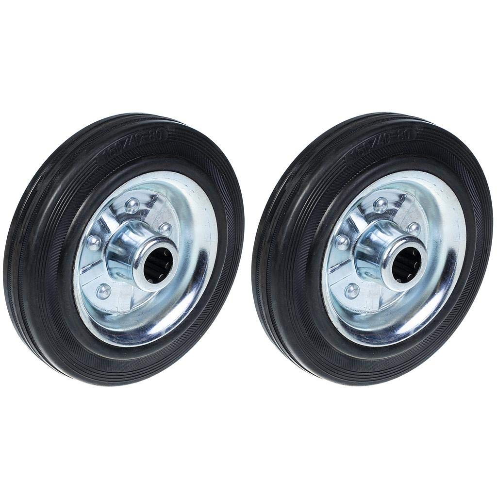 160mm solid rubber wheel steel centre 150kg each 6" truck wheels - set ...