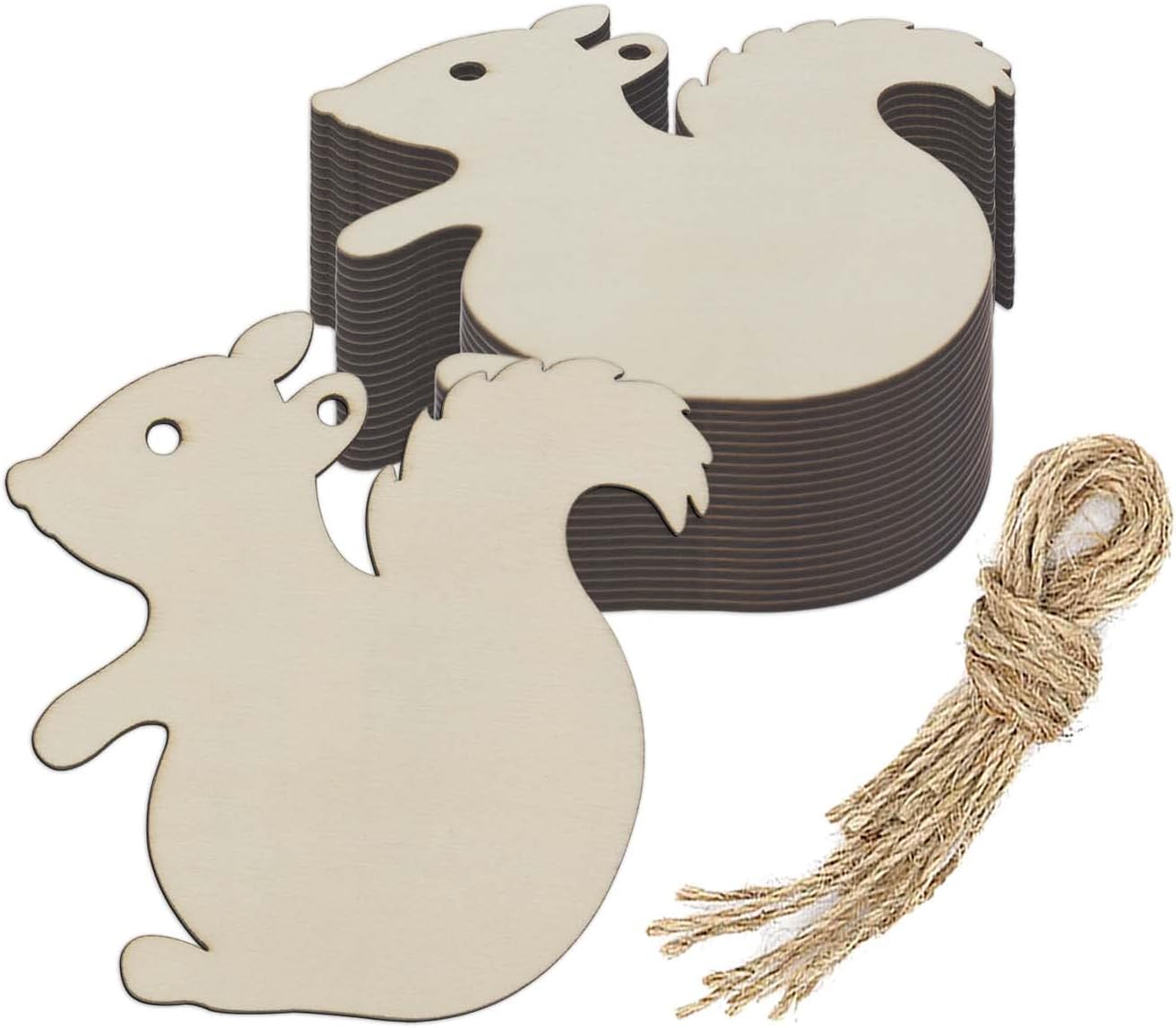 Amazon.com: EXCEART Wood Chip 20Pcs Unfinished Wooden Squirrel Shaped ...