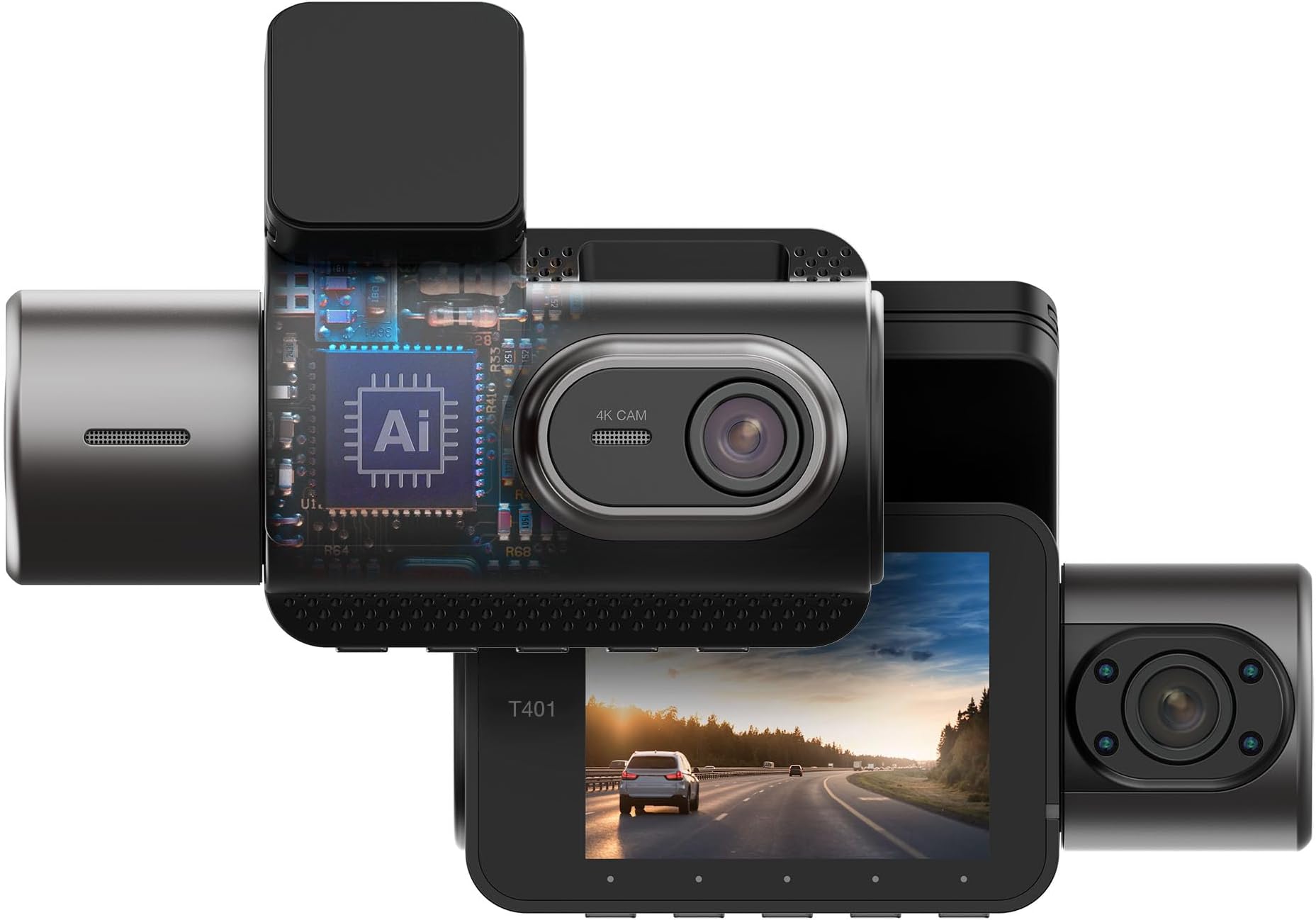 Amazon.com: Type S T401 4K Dual View Dash Cam with AI Driver Assistance ...
