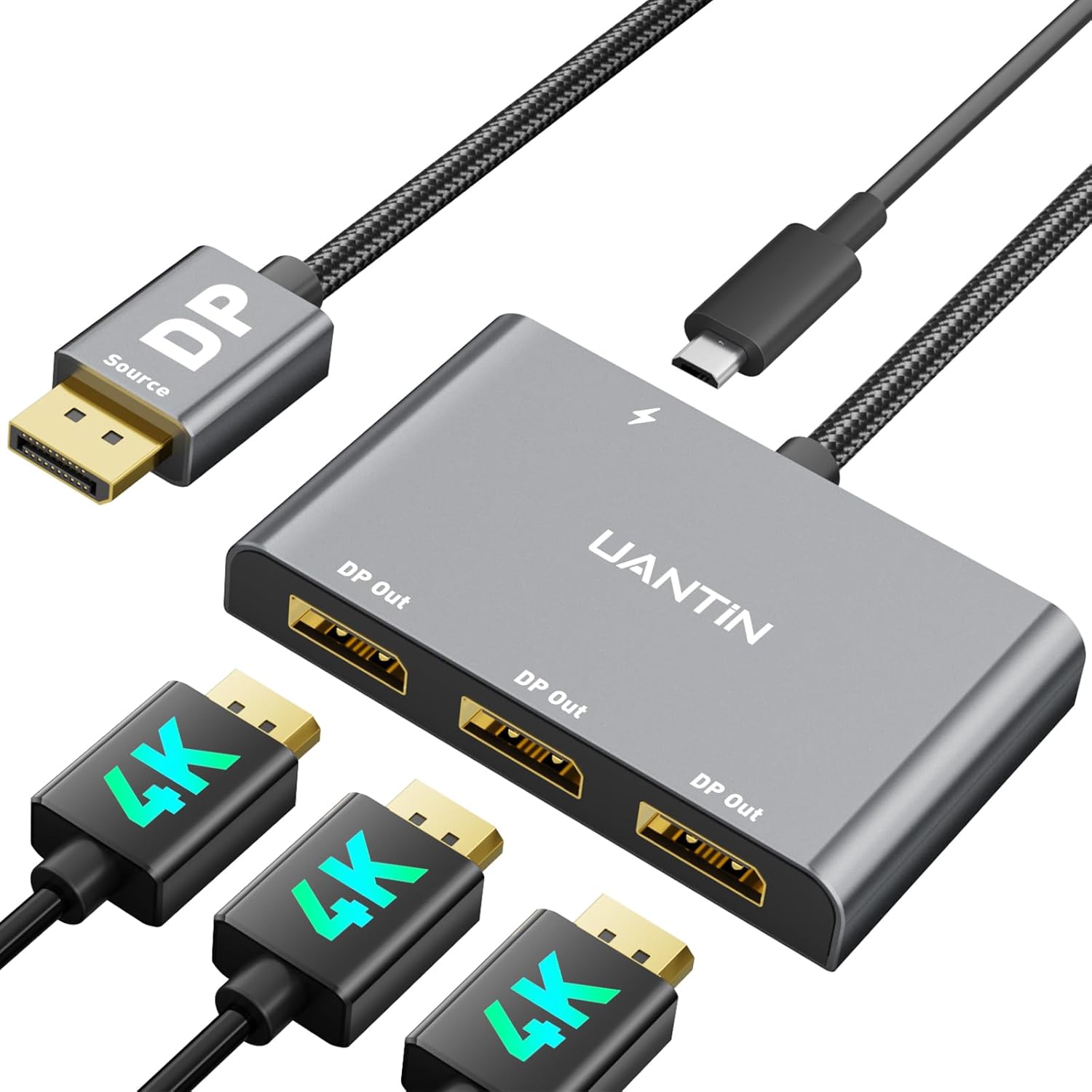 Amazon.com: UANTIN DisplayPort Splitter for 3 Monitors Extended Display ...