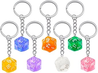 Amazon.com: 7PCS Transparent D20 Dice Keychain Charm Hanging Pendant ...