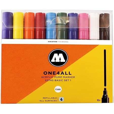Molotow One4All 227HS Acrylic Pens, High Opacity and Permanent, UV ...
