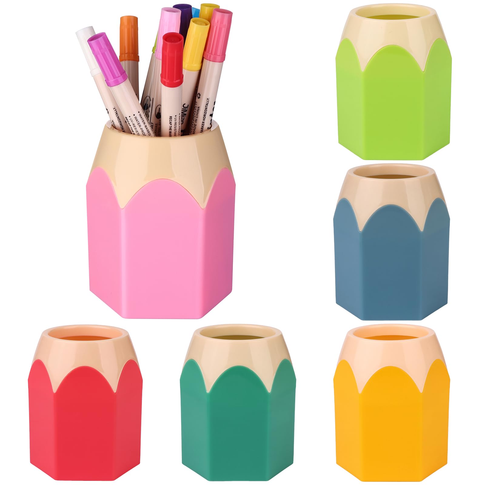 ULELE 6 Pcs Plastic Pen Vase Pencil Pot Pencil Shaped Pen Holder ...