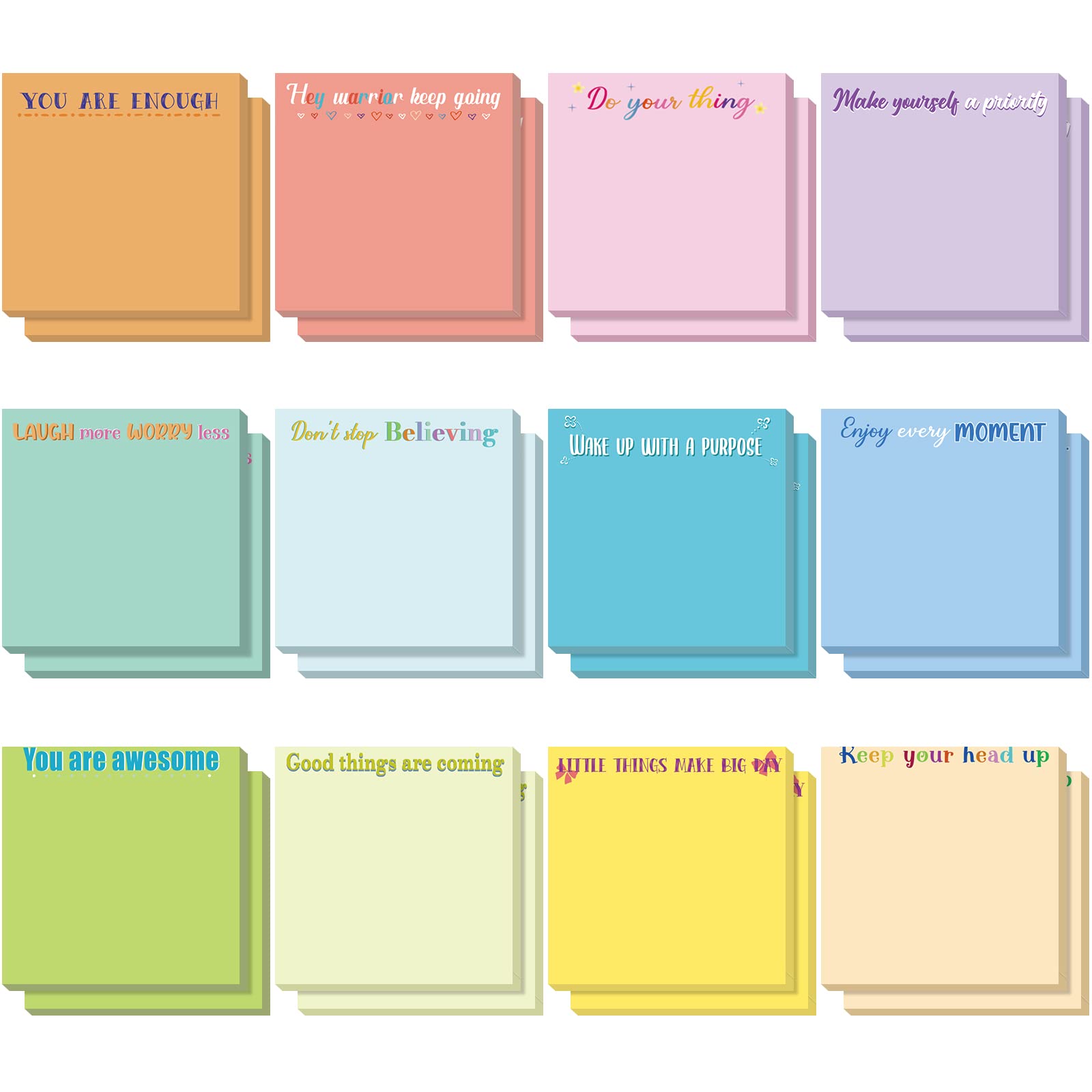 Amazon.com : Zonon 24 Pieces Inspirational Sticky Notes 3 x 3 Inch ...