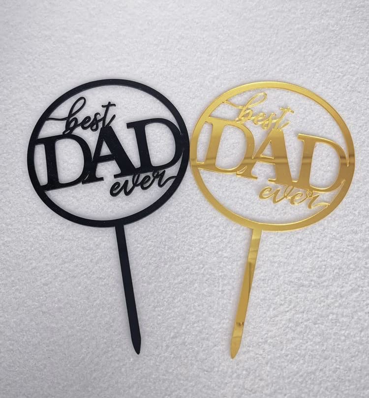 Best Dad Ever Cake Topper Black & Gold (Pack of 2) : Amazon.in: Toys ...