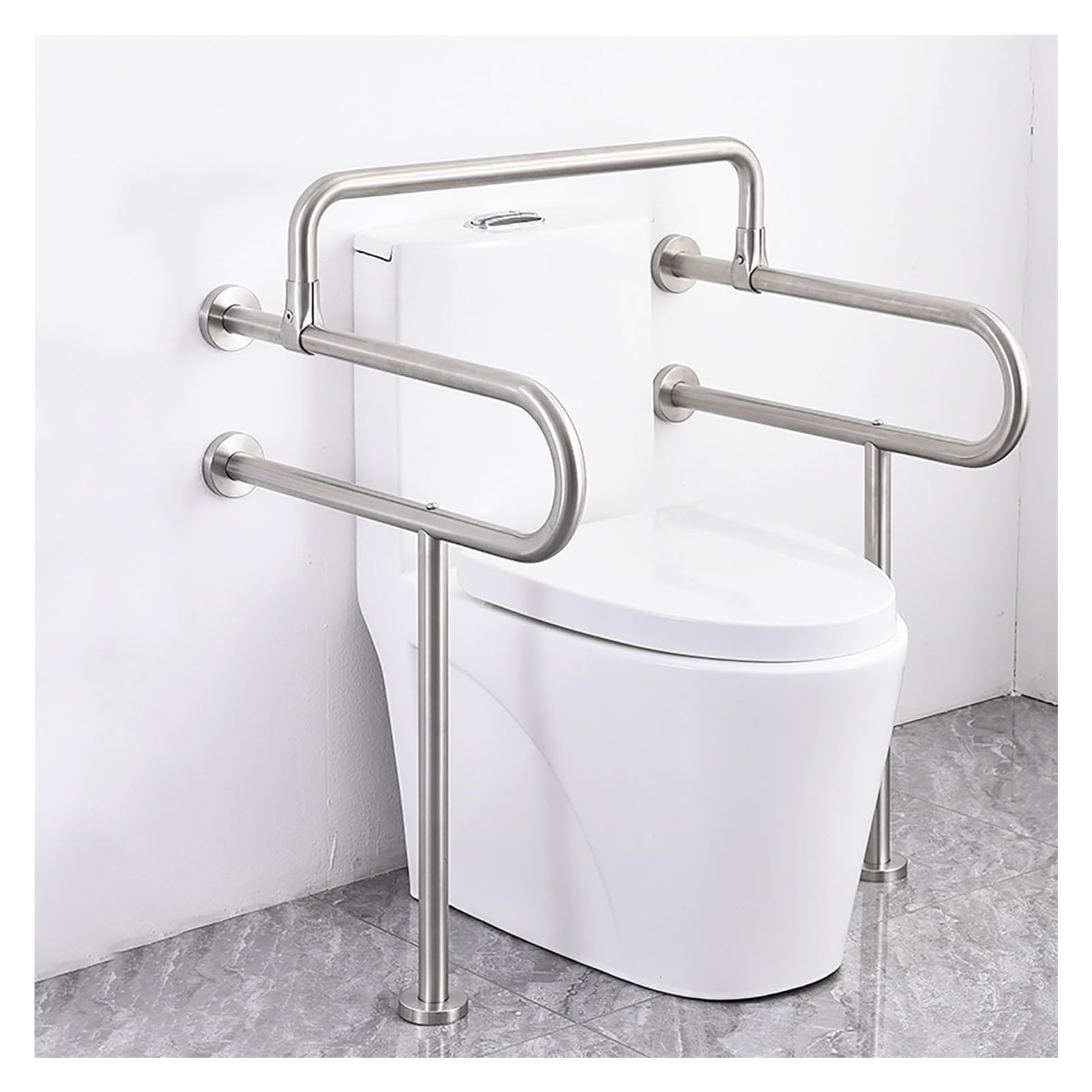Floor Mount Handicap Rails Toilet Support Rail 31.3X 31.5 Inch, ZUEXT