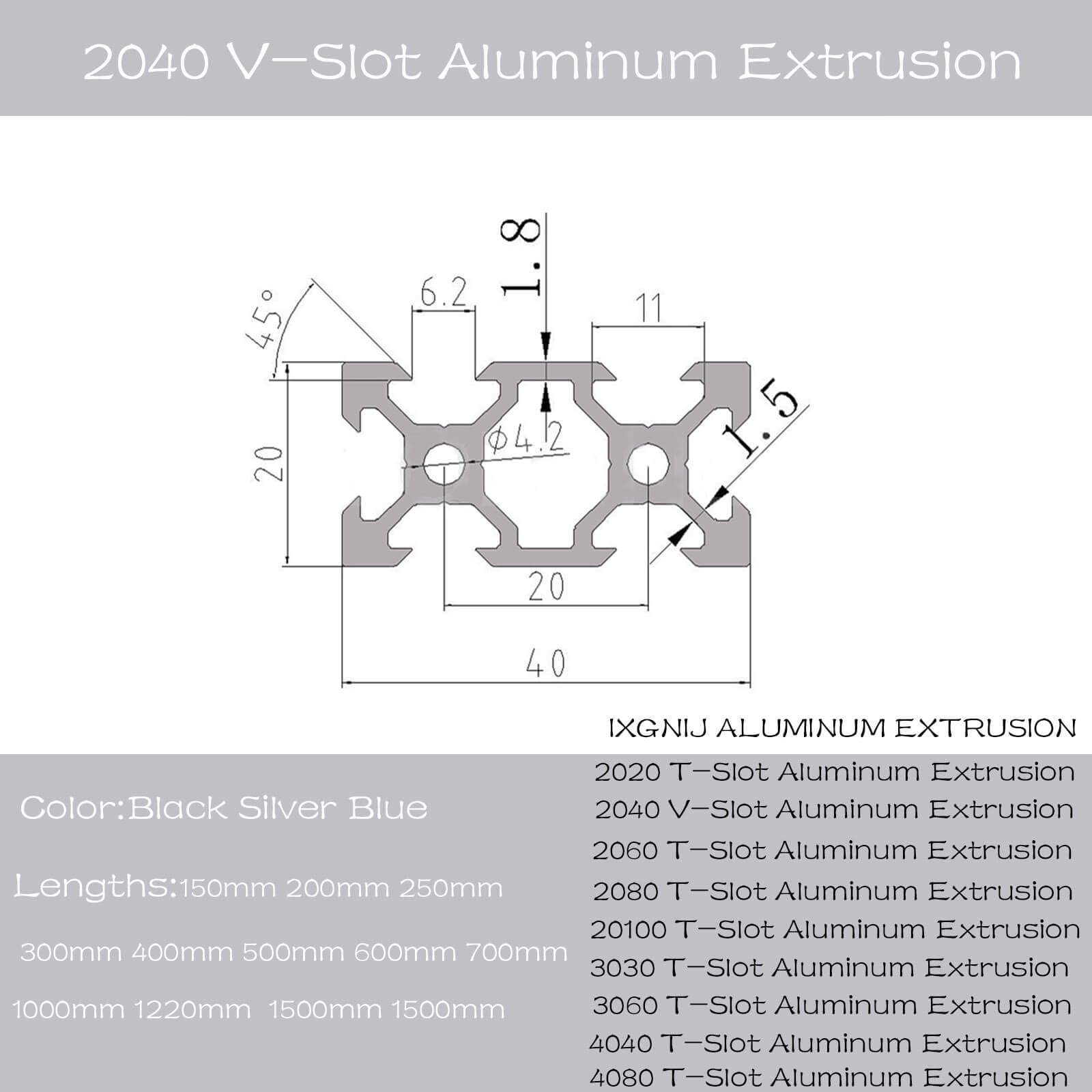 Snapklik.com : 2040 V Slot Aluminum Extrusion European Standard Linear ...