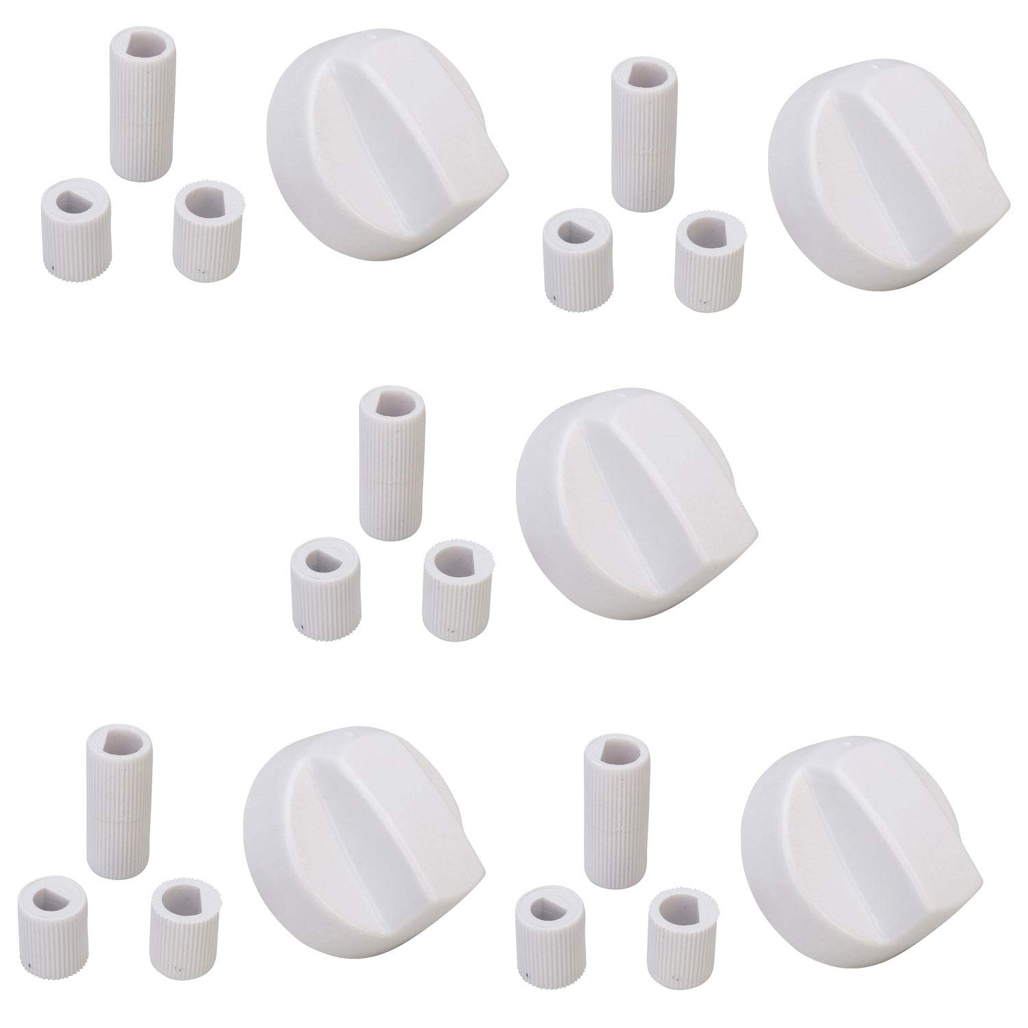 (Pack of 5) Universal White Control Switch Knobs, Cooker Oven Hob Cook ...