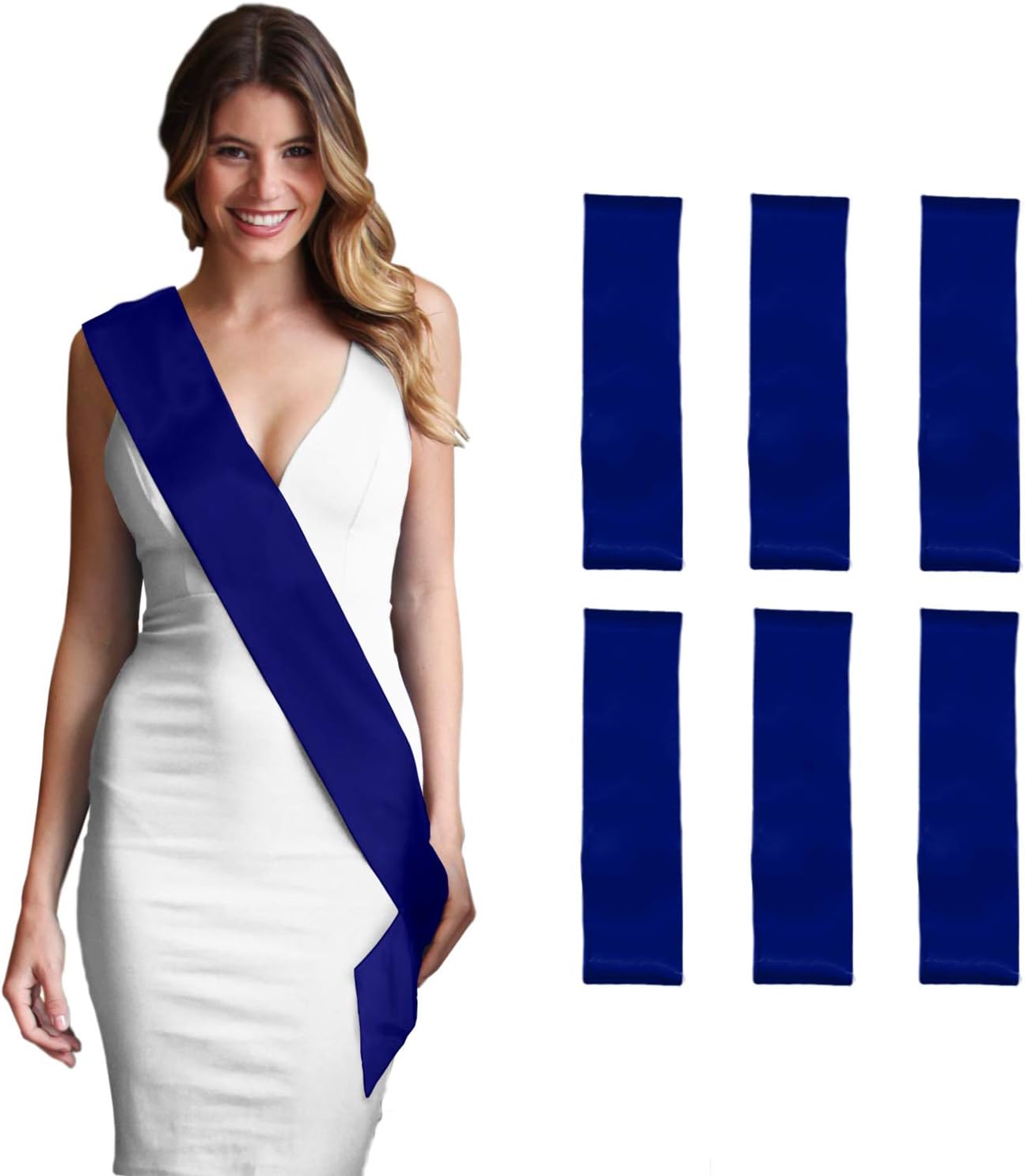 Amazon.com: 6 Pack DIY Plain Navy Blue Satin Sash - Create Your Own ...