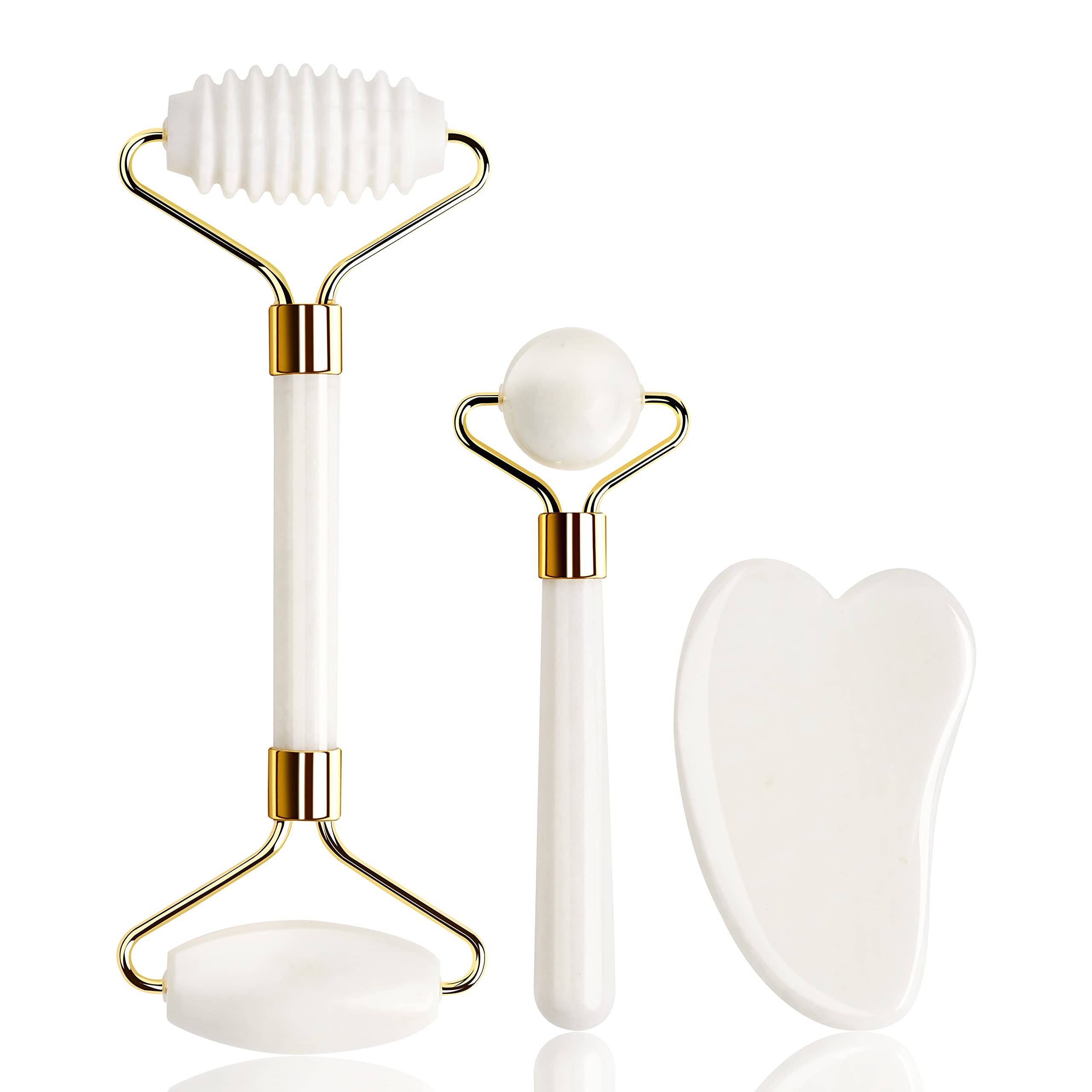 Jade Roller & Gua Sha Facial Tool - Facial Roller Massage set, Guasha ...