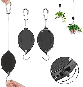 Amazon.com: Retractable Wire Rope Plant Hanger Plant Pulleys for ...