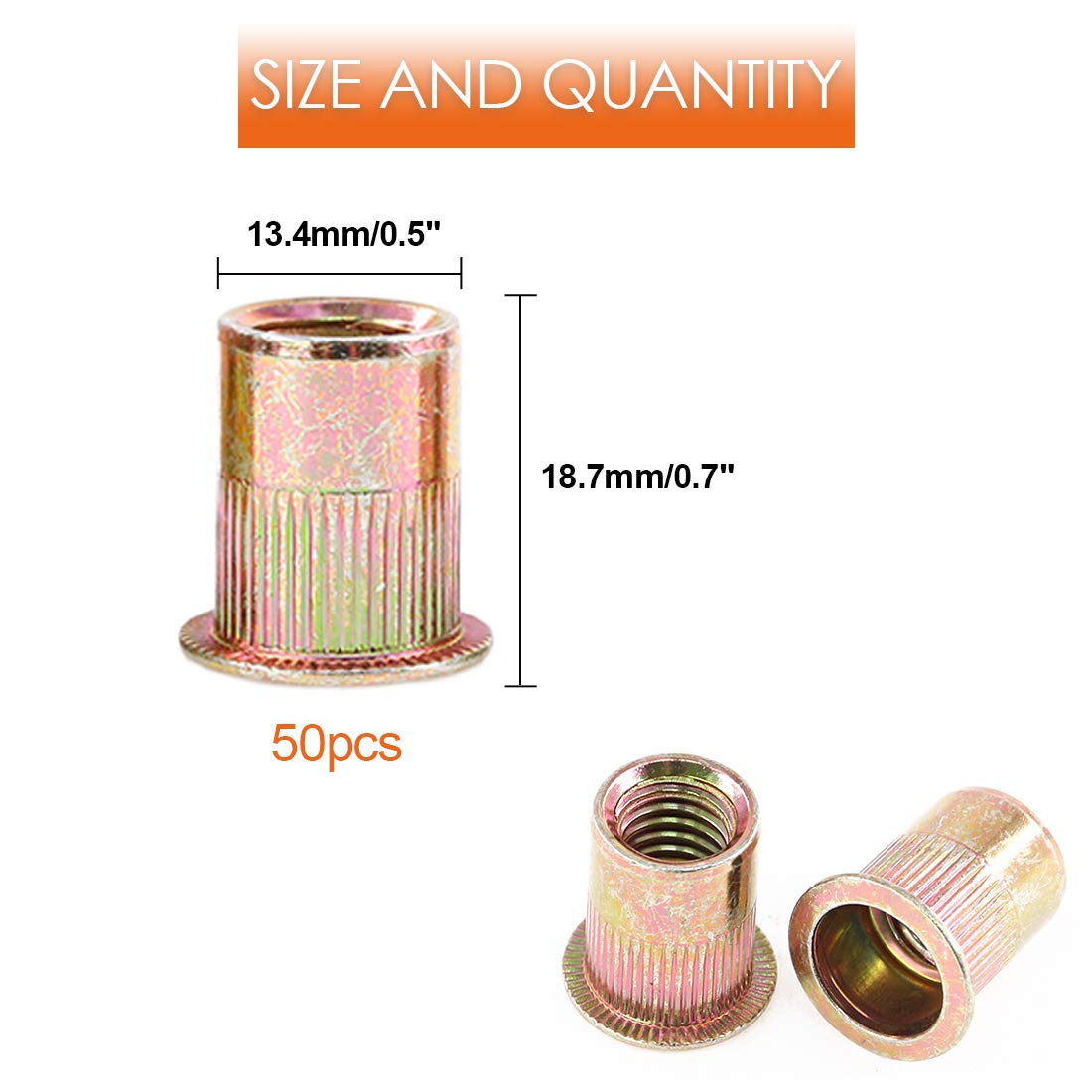 Snapklik.com : 50-Pcs 3/8-16UNC Mixed Zinc Plated Carbon Steel Rivet ...
